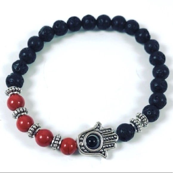 Silverskylight | Accessories | Men Or Women Coral Lava Rock Hamsa ...